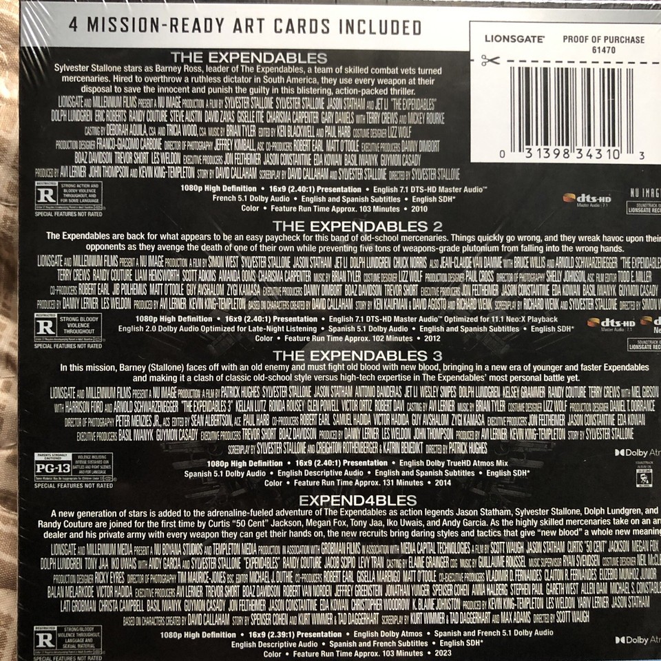 The Expendables 4-film Collection - Blu-ray + DVD New Sealed | eBay