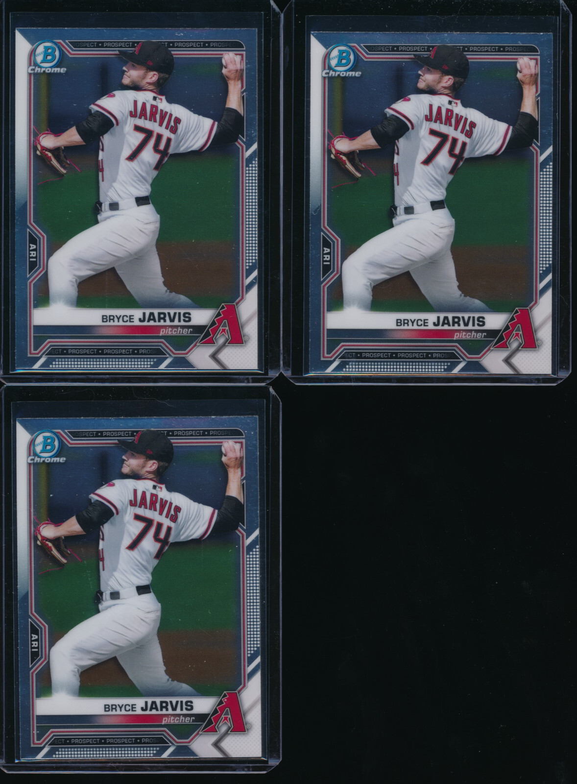 Lot of (3) BRYCE JARVIS 2021 Bowman Chrome Prospects DIAMONDBACKS ...