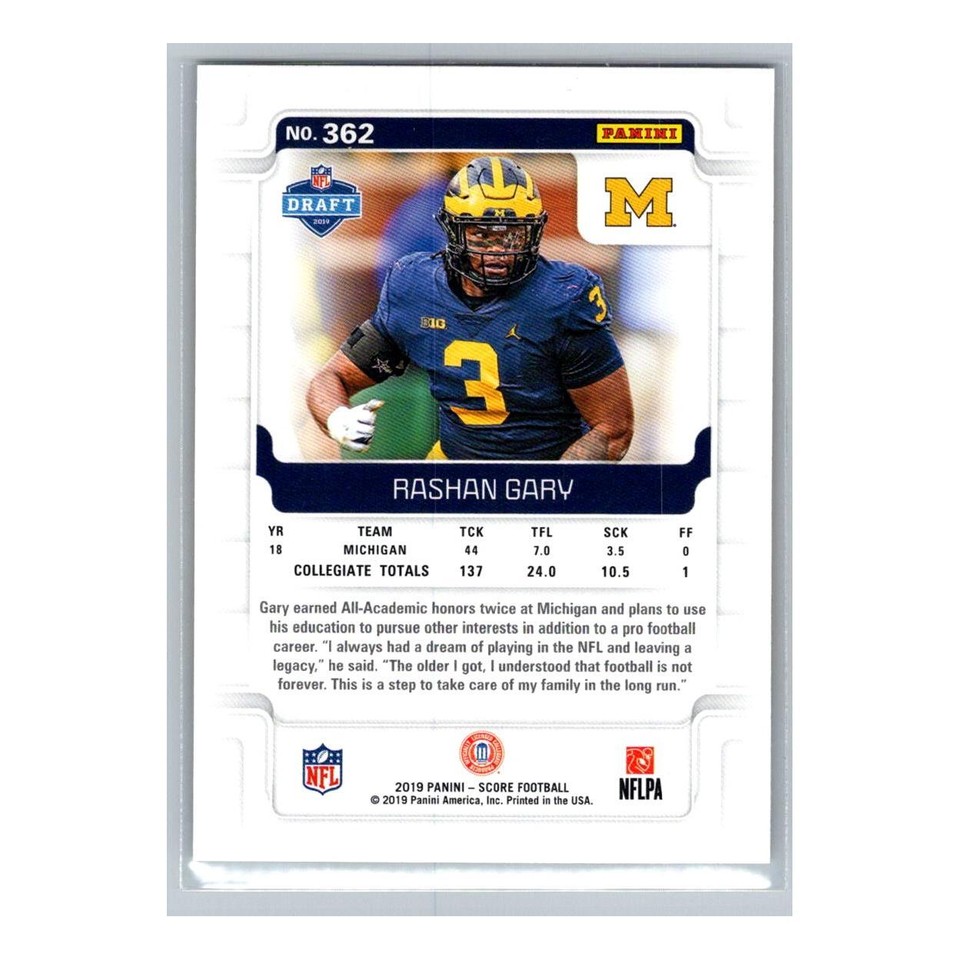 2019 Score #362 Rashan Gary Rookie Michigan Wolverines Football Card | eBay