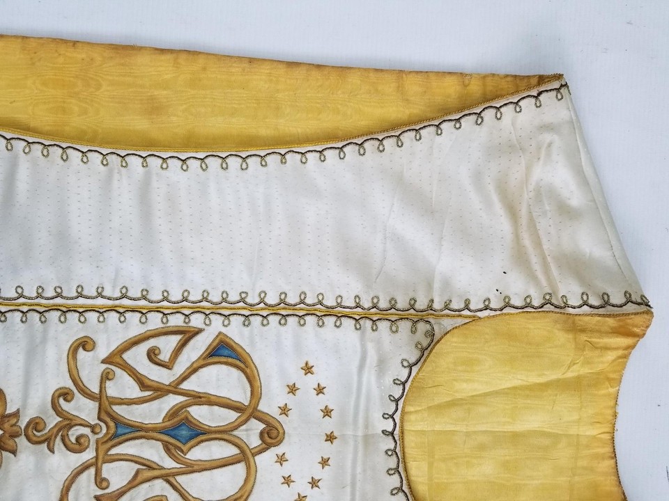 Antique French Embroidered Silk Vestment Chasuble 106x64cm | eBay