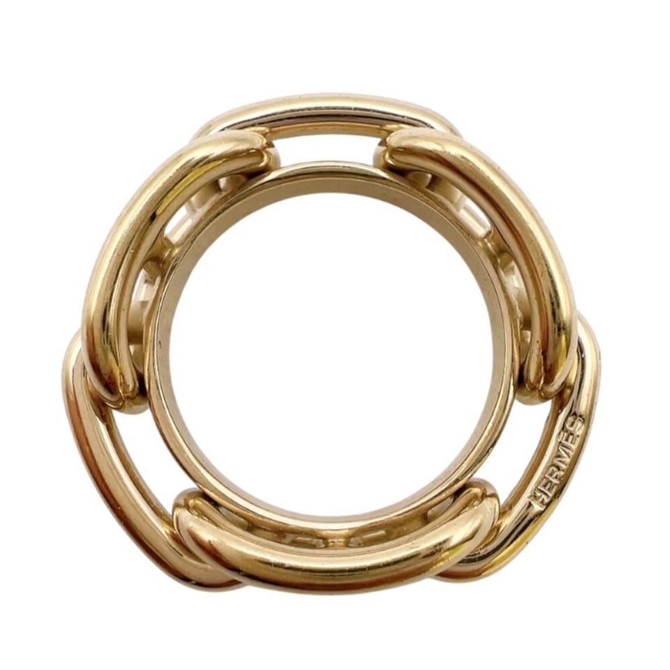 Hermes Lucade Scarf Ring Gold Metal Women's New/Used Accessories From ...