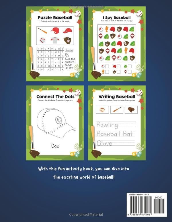 Baseball Activity Book For Kids Ages 4-8: Fun Activity Book for Kids ...