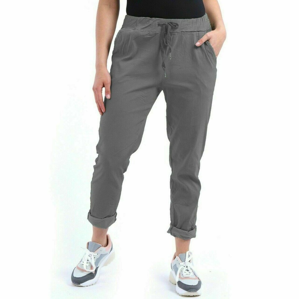 Womens Lagenlook Italian Magic Pants Ladies Casual Stretch Jogger Style ...