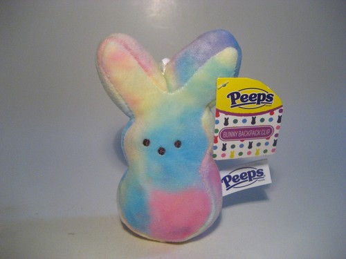 PEEPS BUNNY BACKPACK CLIP TIE DYE EASTER BUNNY PLUSH STUFFED TOY 4.5 ...
