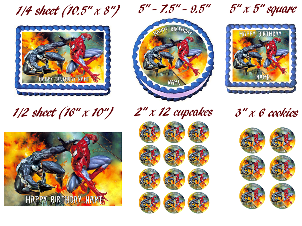 SPIDERMAN and VENOM Edible Cake topper image party | eBay