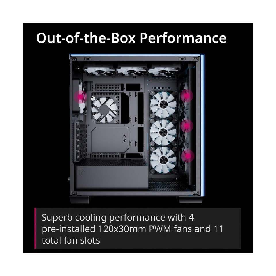 APNX C1-R Mid-Tower ATX High Airflow PC Case, 4x120mm White Fans, 11 ...