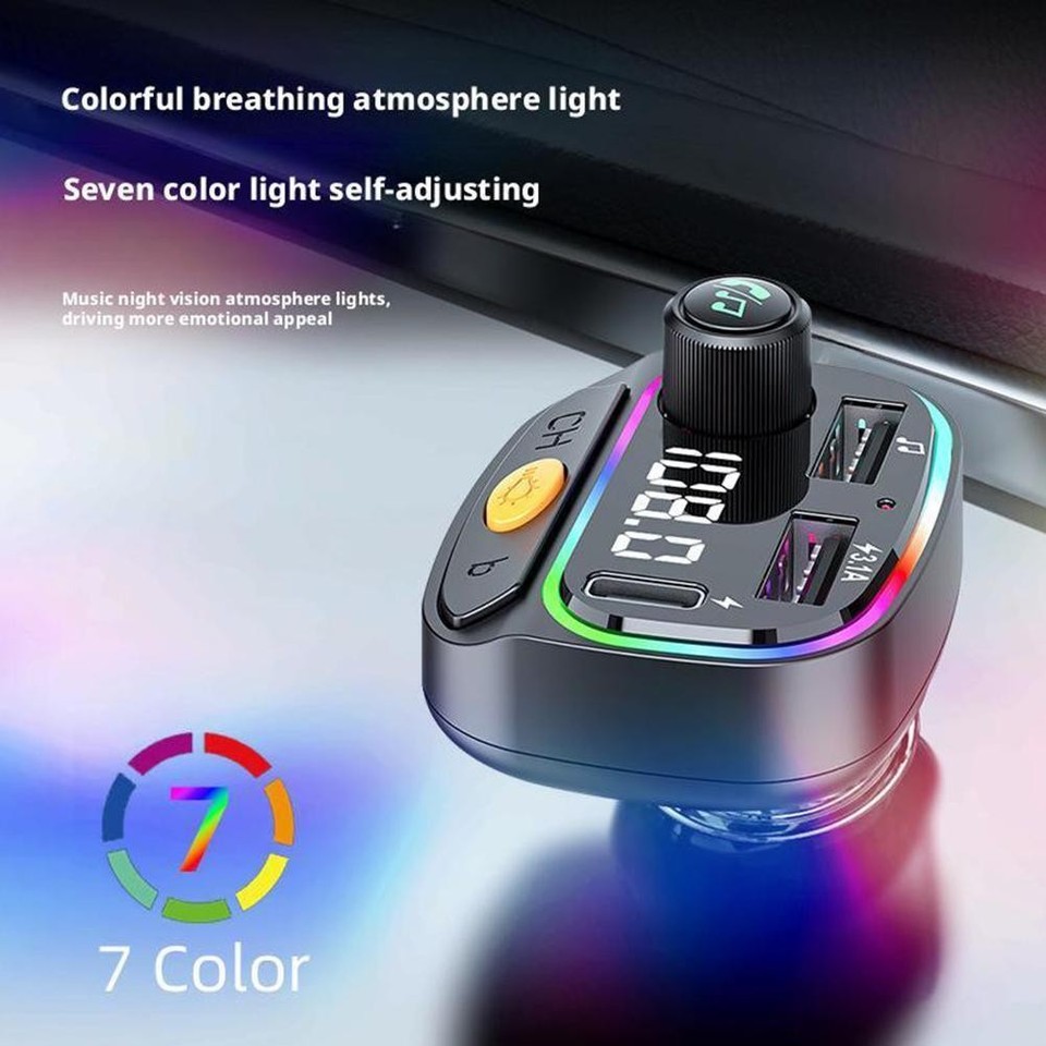 Car Bluetooth Player with Dual USB Charger and Colorful Atmosphere ...