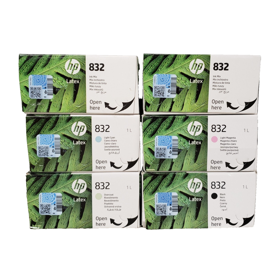 HP Latex 832 Ink 1L Overcoat Black Cyan Magenta Ink Mix 6Pack M630 630W ...