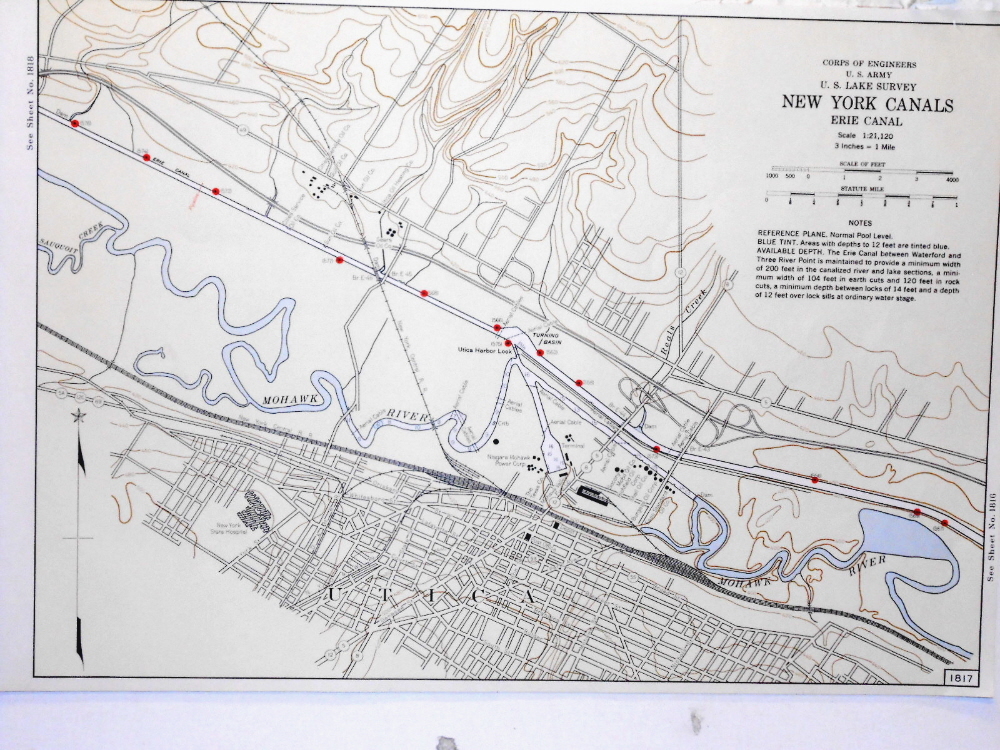 Color Map Erie Canal Utica New York U.S. Army Corp of Engineers #1817 ...