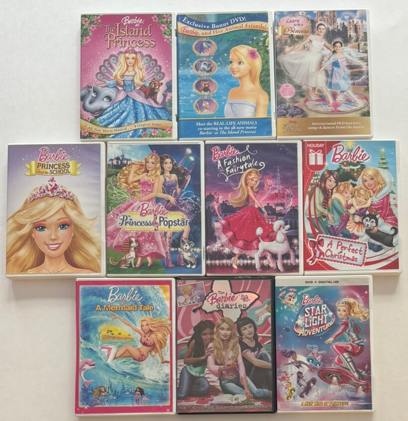 Lot of 10 - BARBIE DVD Collection Movies Princess, Learn To Dance, and ...