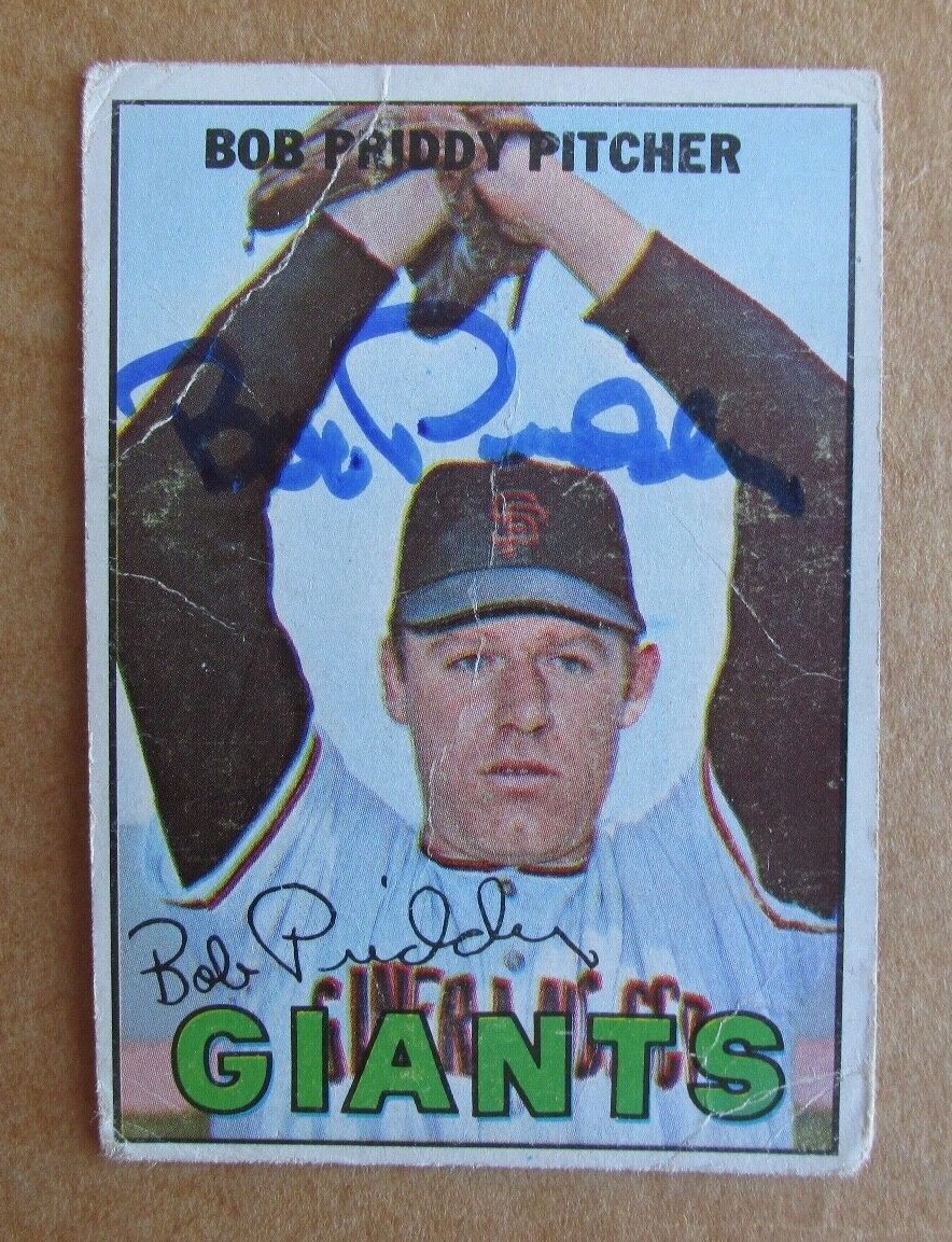 1967 TOPPS BASEBALL BOB PRIDDY #26 AUTOGRAPHED SIGNED CARD SAN ...