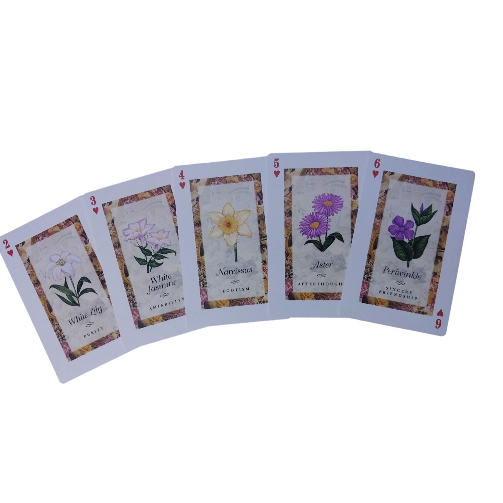 5 Flower Playing Cards Lily Jasmine Narcissus Aster Collage Scrapbook ...