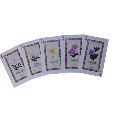 5 Flower Playing Cards Lily Jasmine Narcissus Aster Collage Scrapbook ...