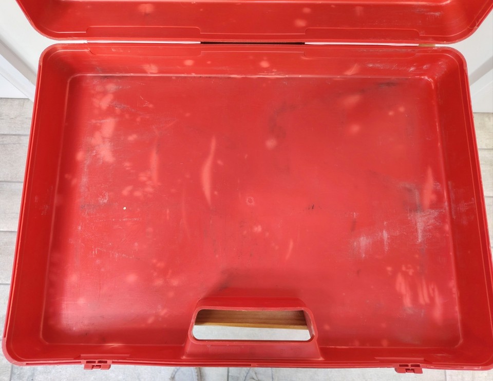 Heavy Duty Red Plastic Tool Box Carry Case Storage Box 52cm x 36cm x 12 ...
