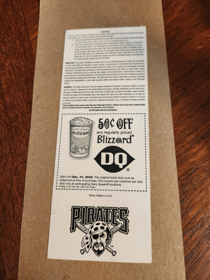April 25, 2002 Pirates vs. Dodgers MLB Ticket Stub PNC Park MINT | eBay