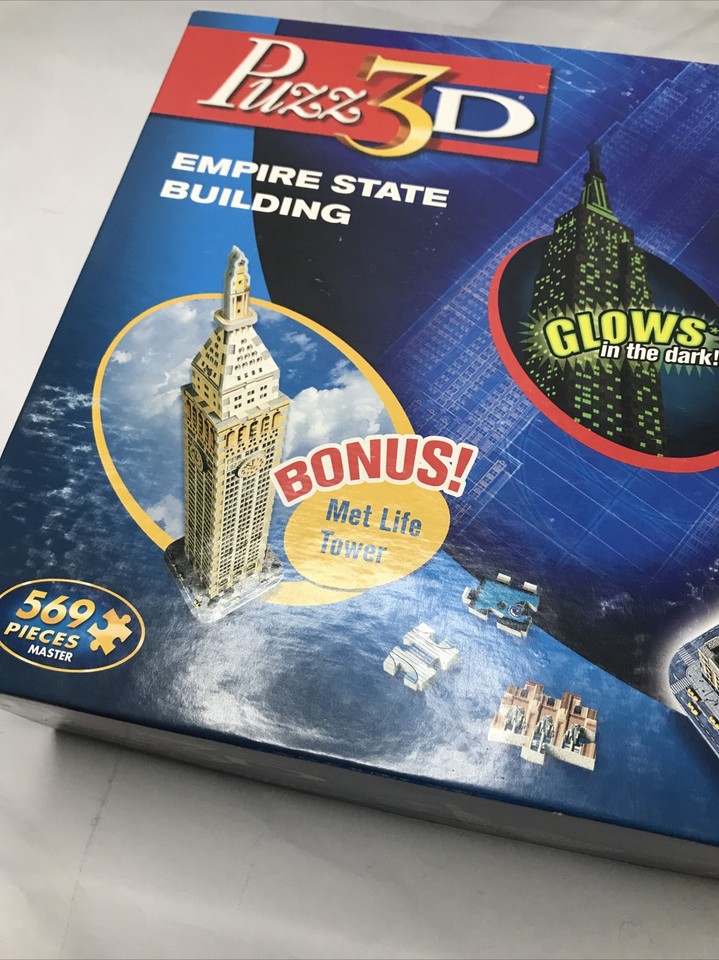 Puzz 3D Empire State Building & Met Life Tower 569 Piece Puzzle Stands ...