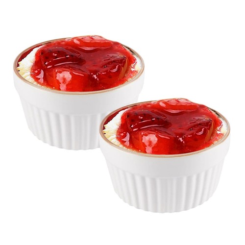 Round Ramekin Ceramic Oven Dish Serving Bowls Souffle Sauce Pots Set ...