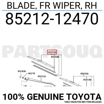 8521212470 Genuine Toyota BLADE, FR WIPER, RH 85212-12470 | eBay