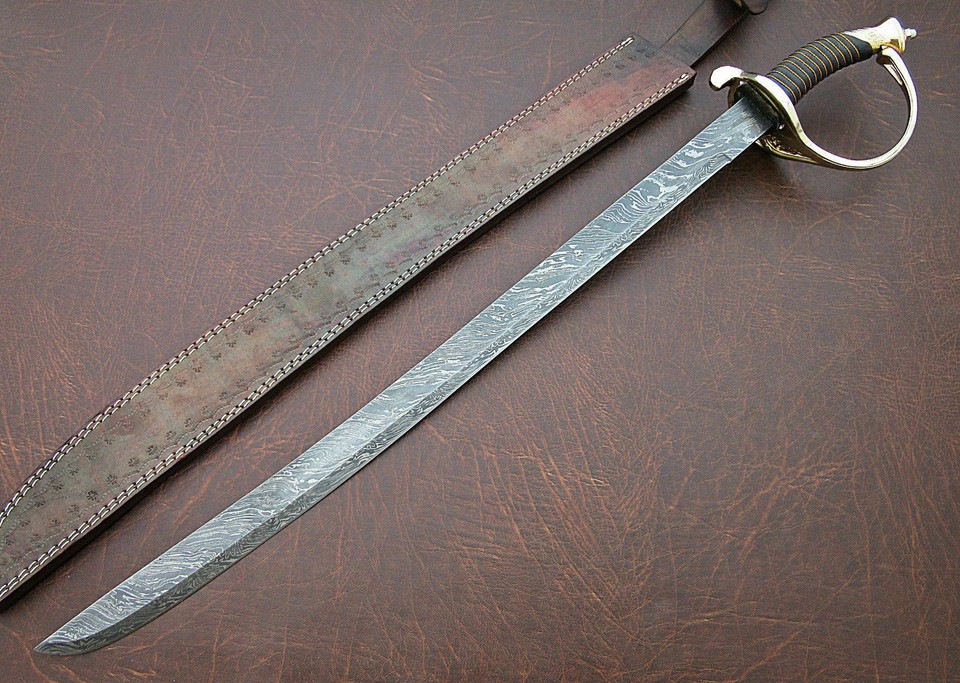 CUSTOM HANDMADE 34" DAMASCUS STEEL HUNTING SWORD WITH SHEATH | eBay