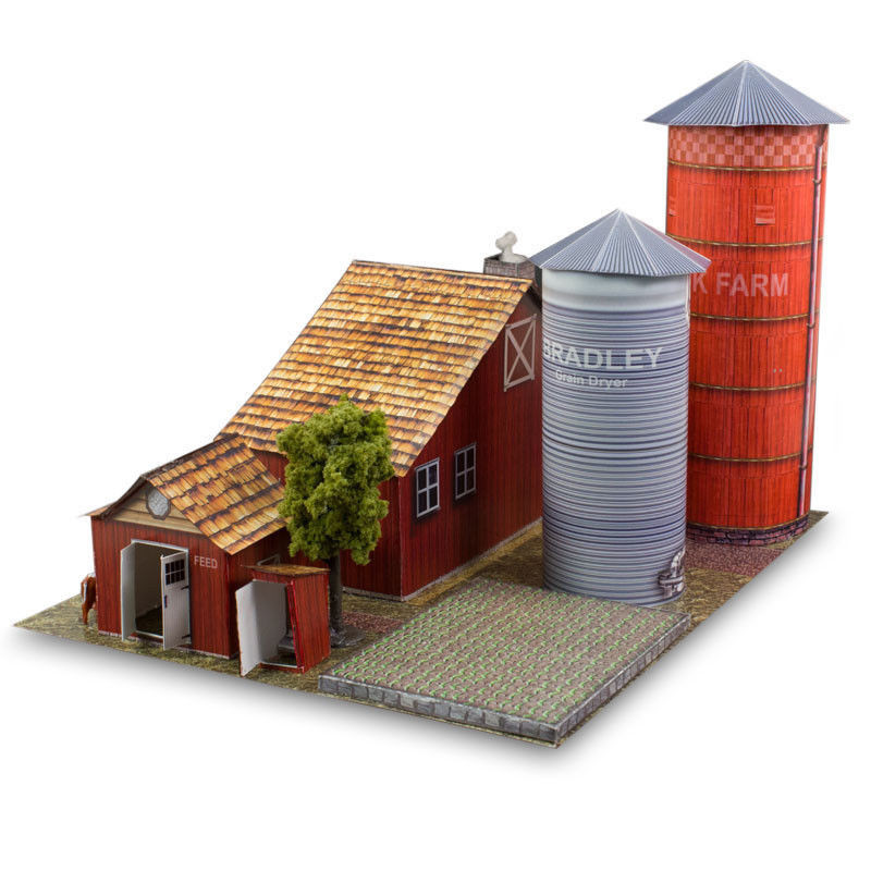 1/64 Slot Car Farm Diorama Photo Real Scale Barn Kit Diorama fits Tyco ...