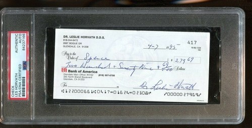 Les Horvath Signed Bank Check Autographed Heisman Ohio State PSA/DNA ...