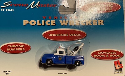 Life Like HO Scale Scene Master Police Wreck/Tow Truck #1696 NOS | eBay