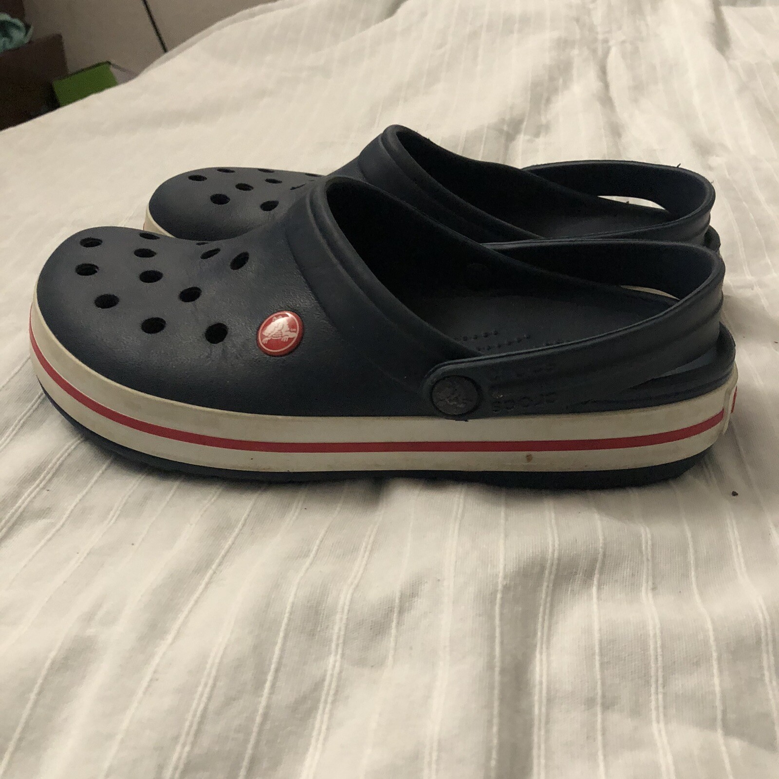 Crocs Navy Blue Red White Trim Crocband Clog Size M7 … - Gem