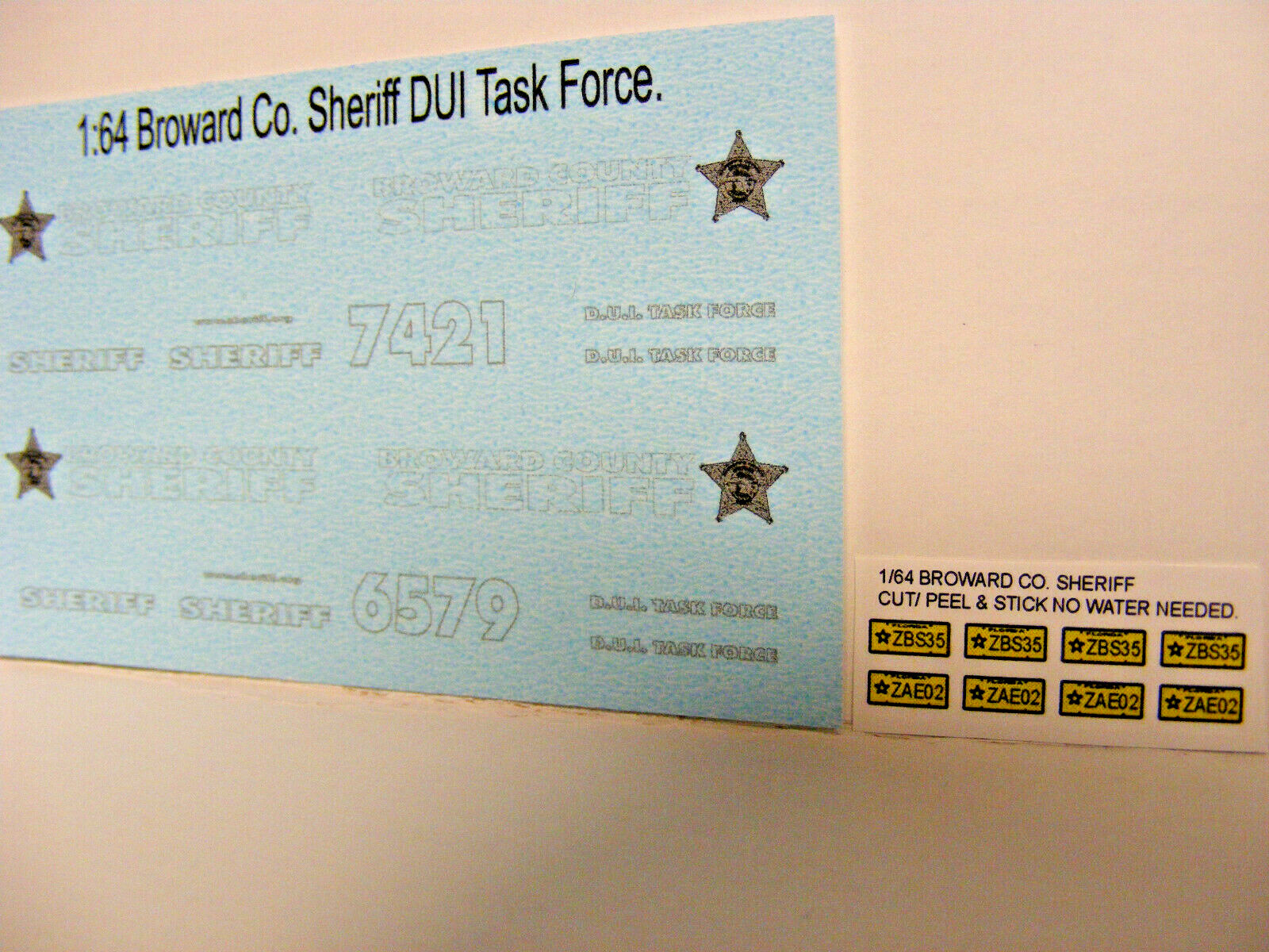 Broward County FL Sheriff DUI Task Force 1/64 Water slide Decals For ...