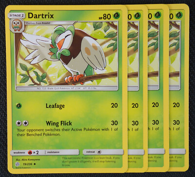 Pokemon Cards 4x Dartrix 19/236 Playset Cosmic Eclipse NM/M | eBay