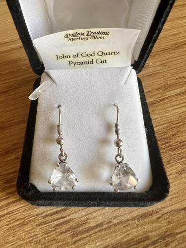 Rare Clear Quartz Pyramid Cut Crystal Dangle Earrings Sterling Silver Avalon | eBay