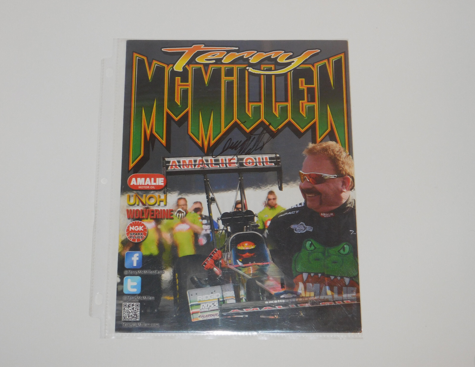 Terry McMillen NHRA Amalie Drag Racing Autograph Promo Hero Card SIGNED ...