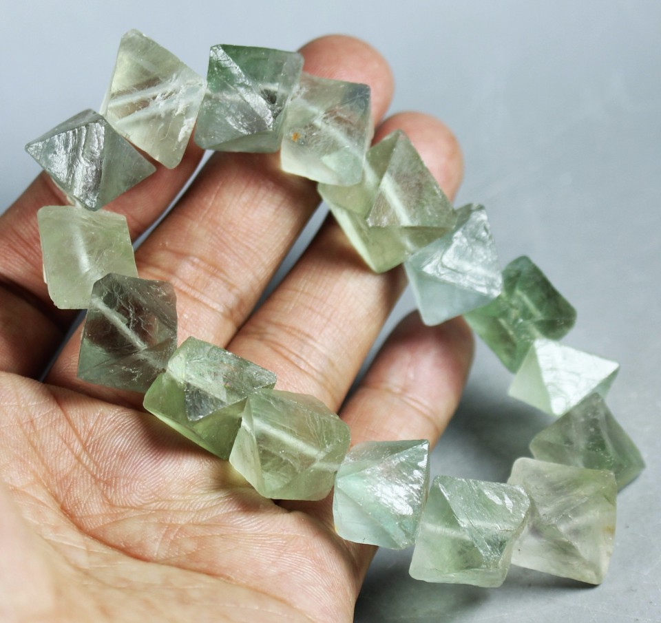 Octagonal Fluorite Quartz Crystal Rock Point Drill Hole Energy Fashion ...