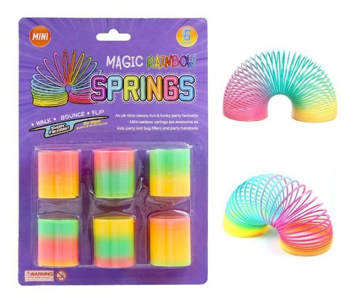6 Mini Rainbow Neon Colours Plastic Magic Spring Slinky Slinkie ...