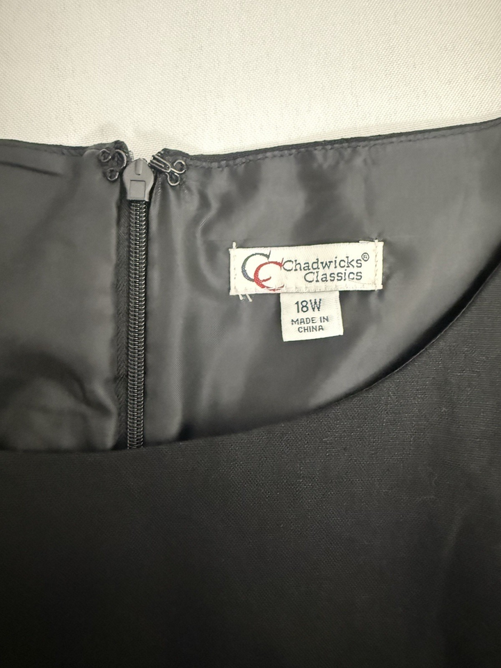 Chadwicks 55% Linen Blend Shift Dress Black Womens Plus Size 18W | eBay