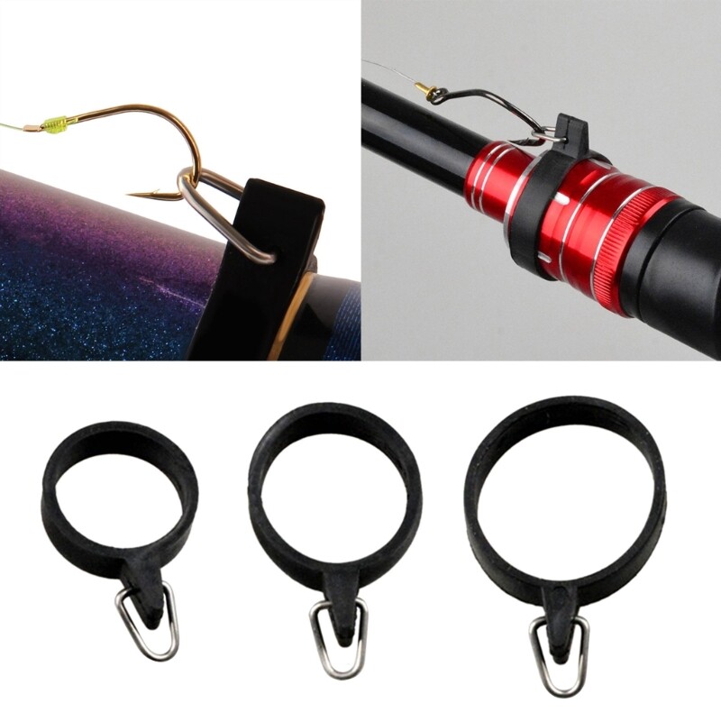 10 Pcs Fishing Rod Hook Keeper Rubber Rings Metal Holder Lure Baits ...