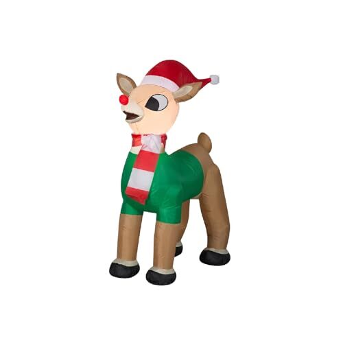 Gemmy Christmas Inflatable Rudolph The Red Nosed Reindeer in Santa Hat ...