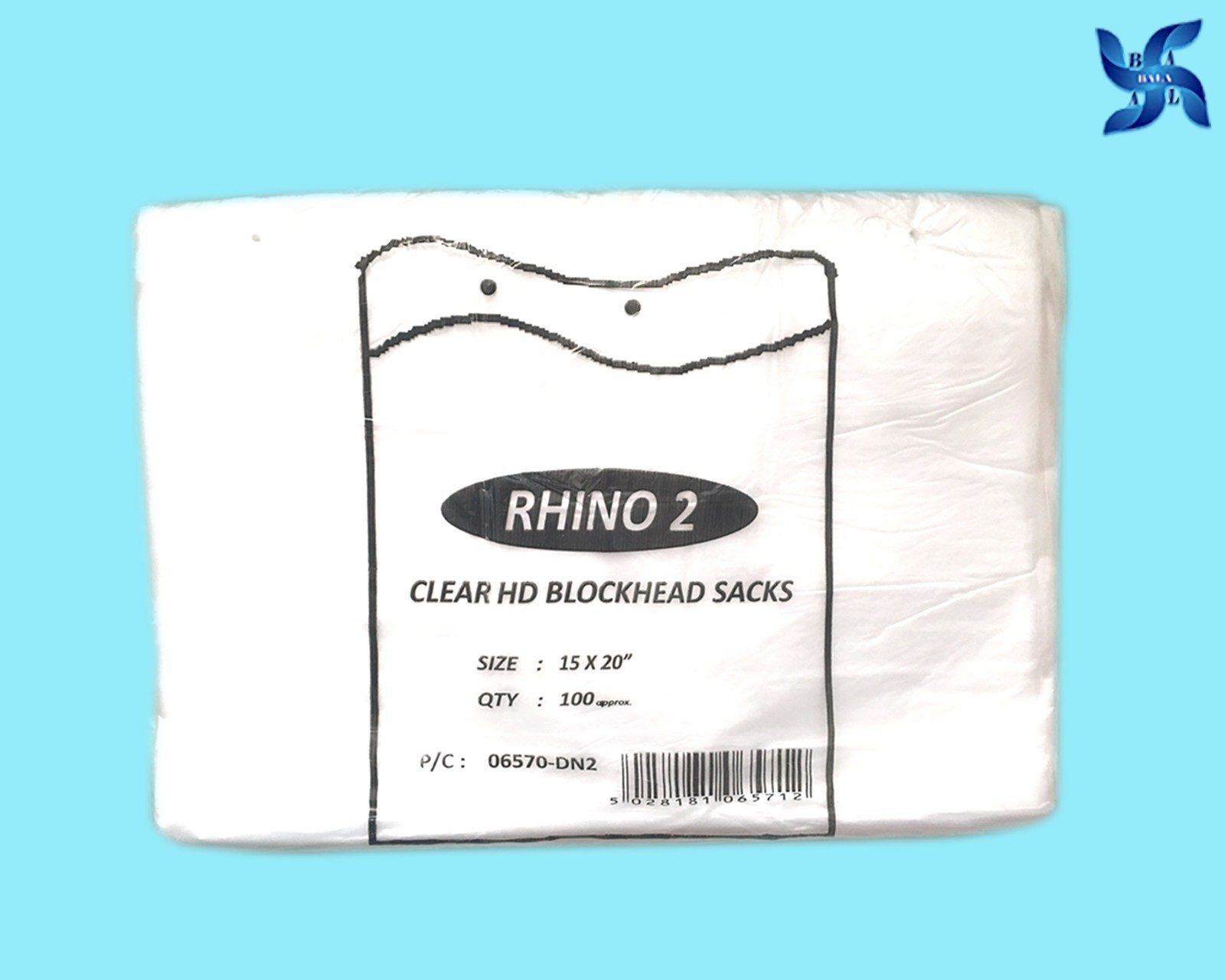 CLEAR HD BLOCKHEADED PLASTIC CARRIER SACKS [RHINO 1, RHINO 2, RHINO 3 ...