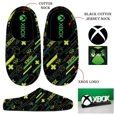 BOYS INFANTS XBOX SLIPPERS GAMING WARM SOFT COSY FLEECE NOVELTY MULES ...