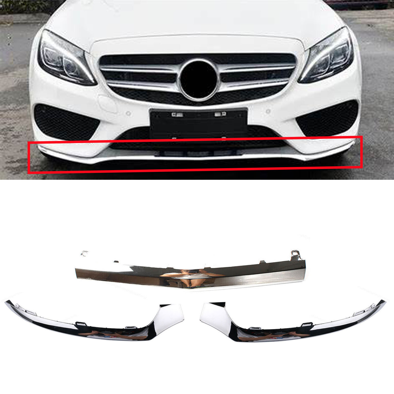For Mercedes-Benz W205 AMG 2015-2018 Front Bumper Lip Lower Molding ...