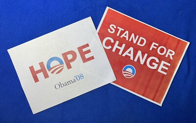 2008 HOPE/CHANGE OBAMA '08 Presidential Campaign Placards / 8-1/2" x 11 ...
