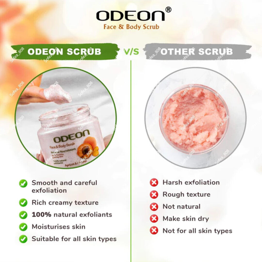 2 x Odeon Apricot & Almond Face & Body Scrub Gently Exfoliate Skin Cells 300ml | eBay