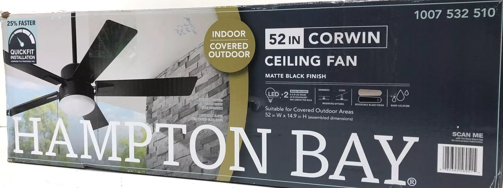 Corwin Replacement Parts 52" Black Ceiling Fan - Reversible Fan Blade ...