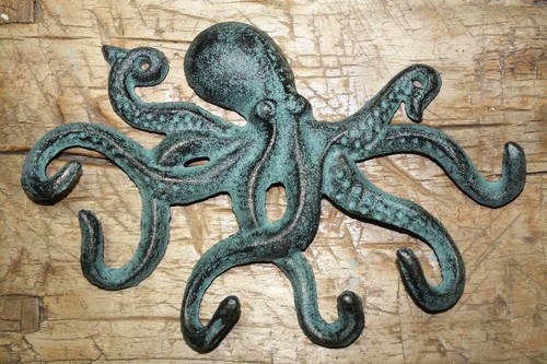 Heavy Cast Iron Octopus Towel Hanger Coat Hooks Hat Hook, Key Rack ...