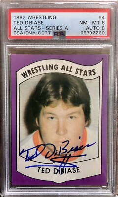 1982 Wrestling All Stars #4 Ted Dibiase Signed Autographed PSA 8/Auto 8 ...