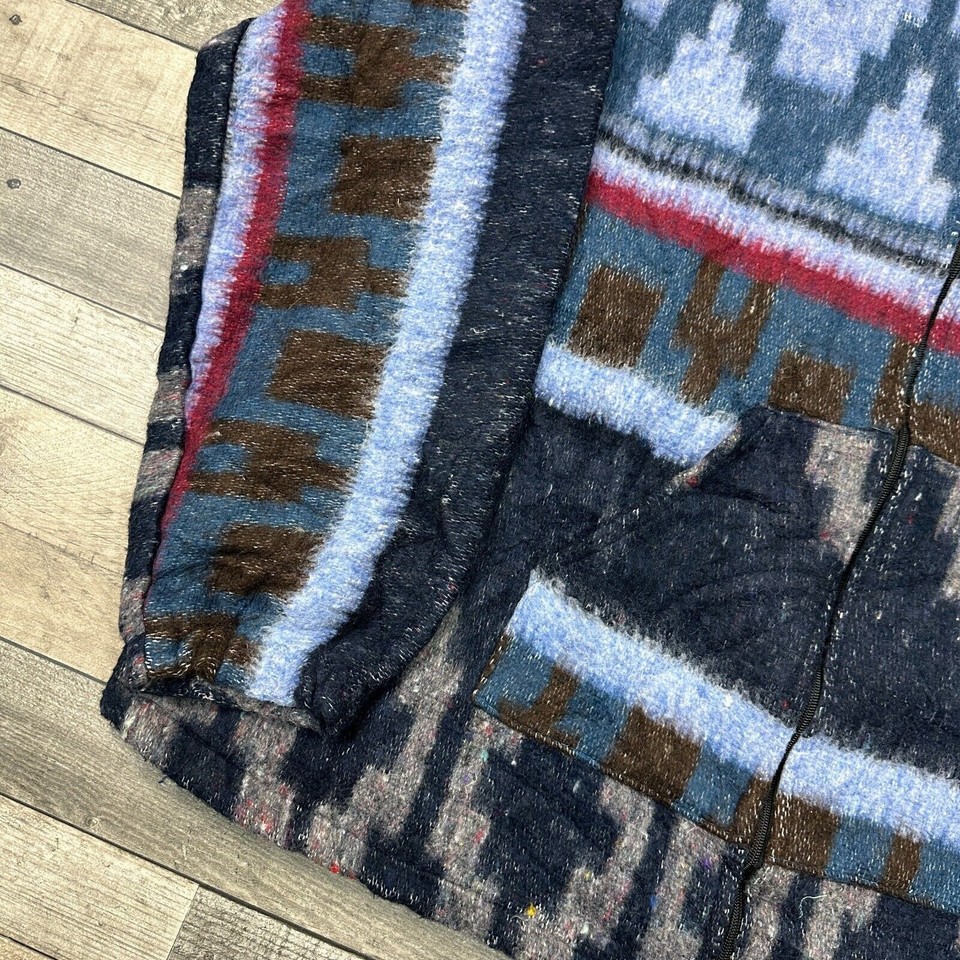 Vintage Aztec Navajo Jacket Sherpa Patterned Zip Up Multicoloured Mens ...