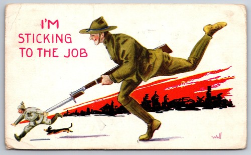 Bernhardt Wall WWI Patriotic~Soldier Sticking to Job~Bayonet German ...
