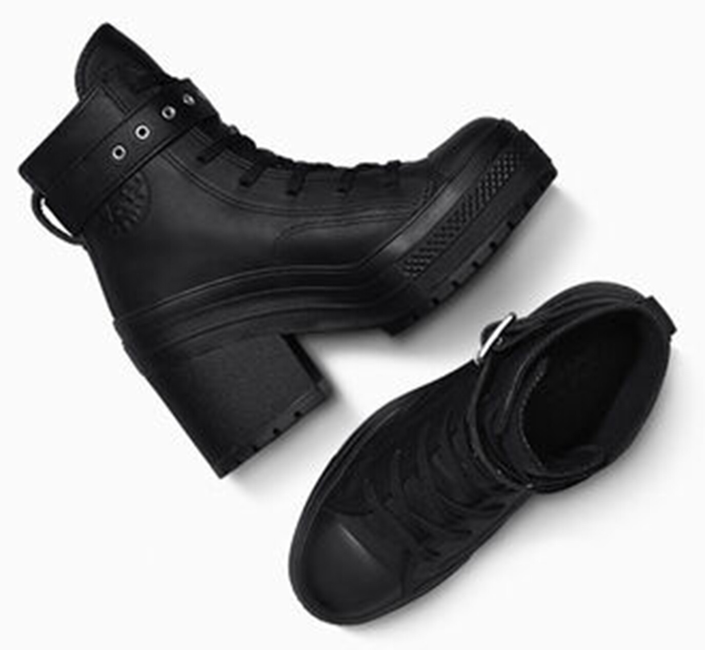 CONVERSE Women's Chuck 70 De Luxe Heel Leather Biker Style Boots ...