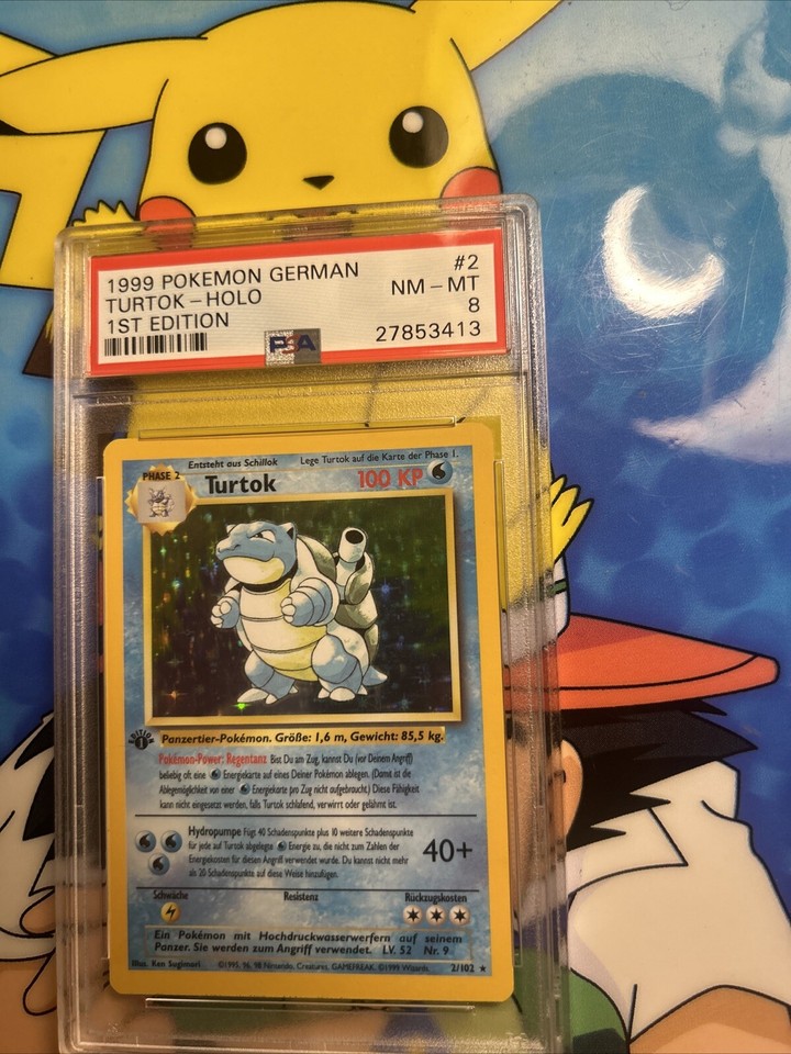 1999 Pokemon GERMAN 1st Edition Base Set Turtok-Blastoise Holo 2/102 ...