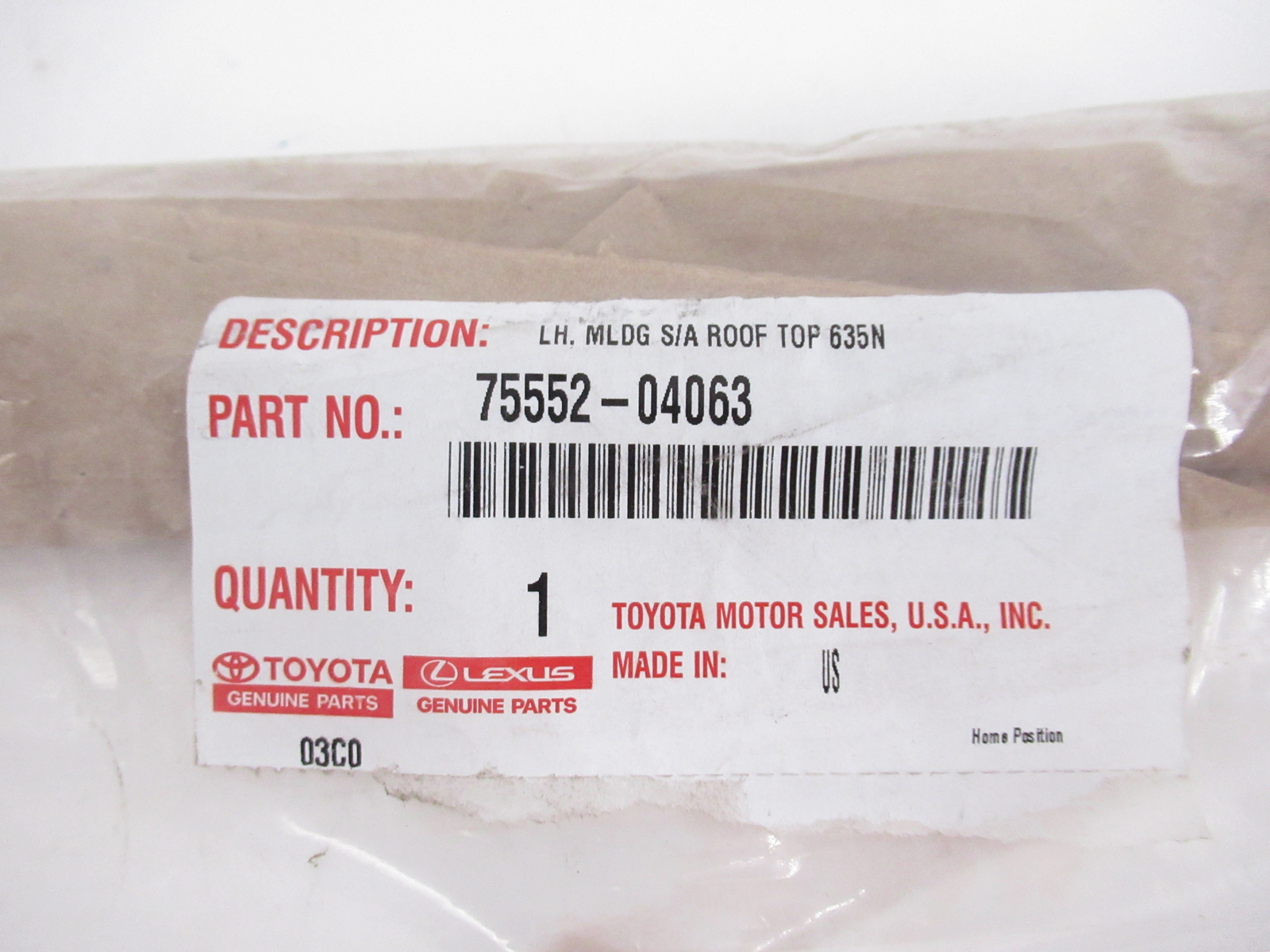 Genuine OEM Toyota 75552-04063 Driver Side Roof Drip Molding 2005-2015 ...