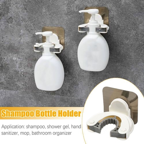 Wall Mounted Shampoo Holder Punch-free Liquid Soap Hanger Bottle Shelf ...